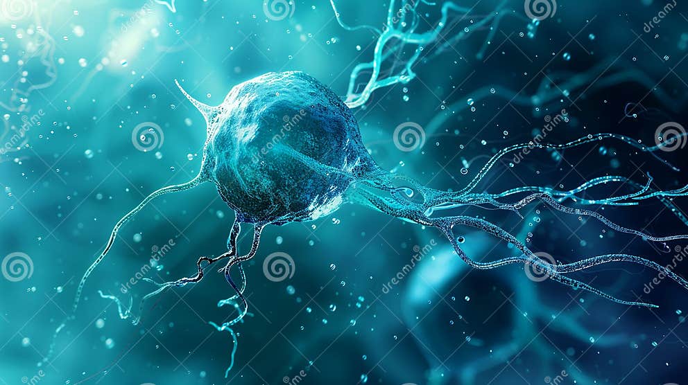 Microscopic View of a Neuron with Dendrites Stock Illustration ...