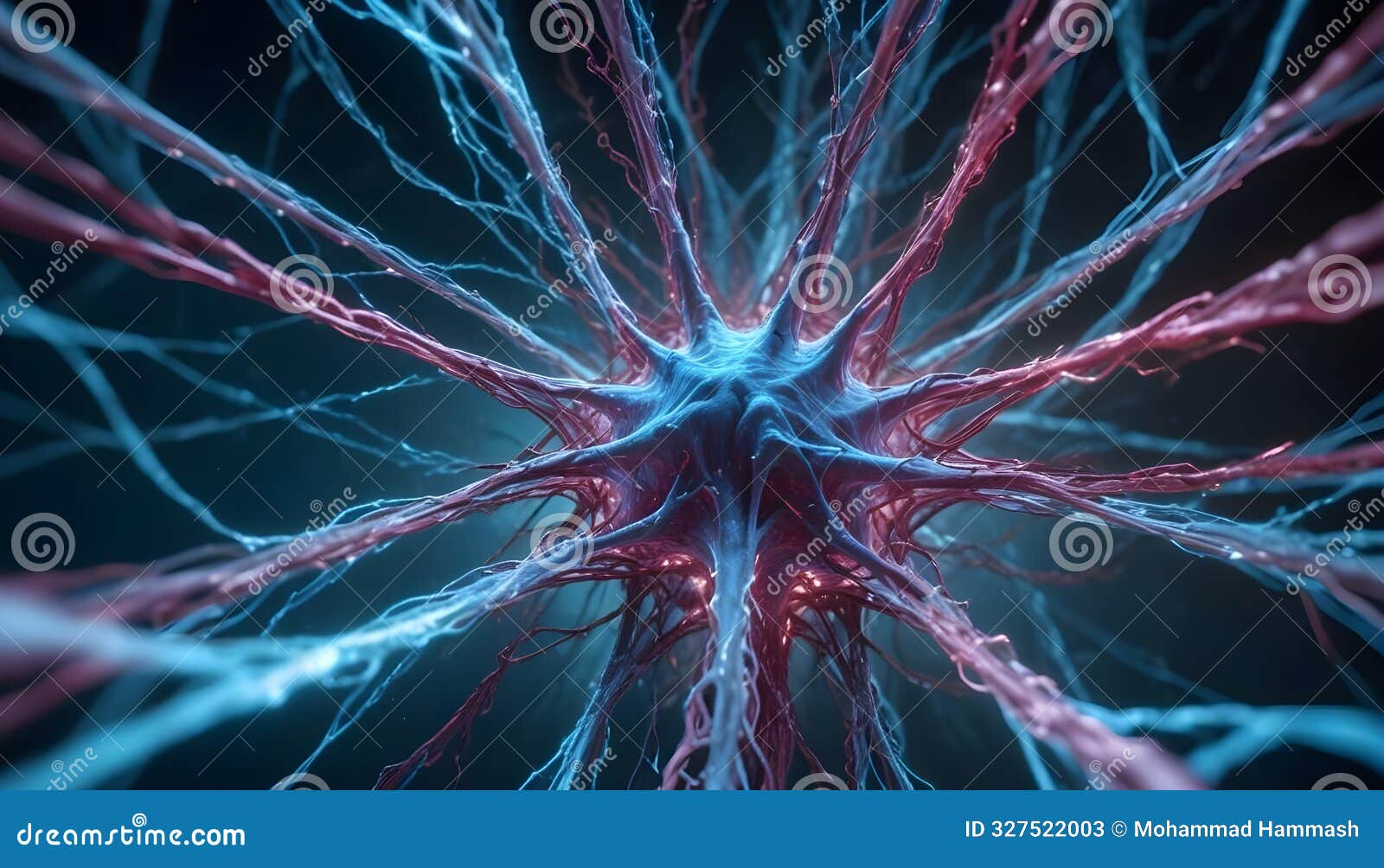 A Microscopic View of a Neuron with Detailed Structures and Glowing ...