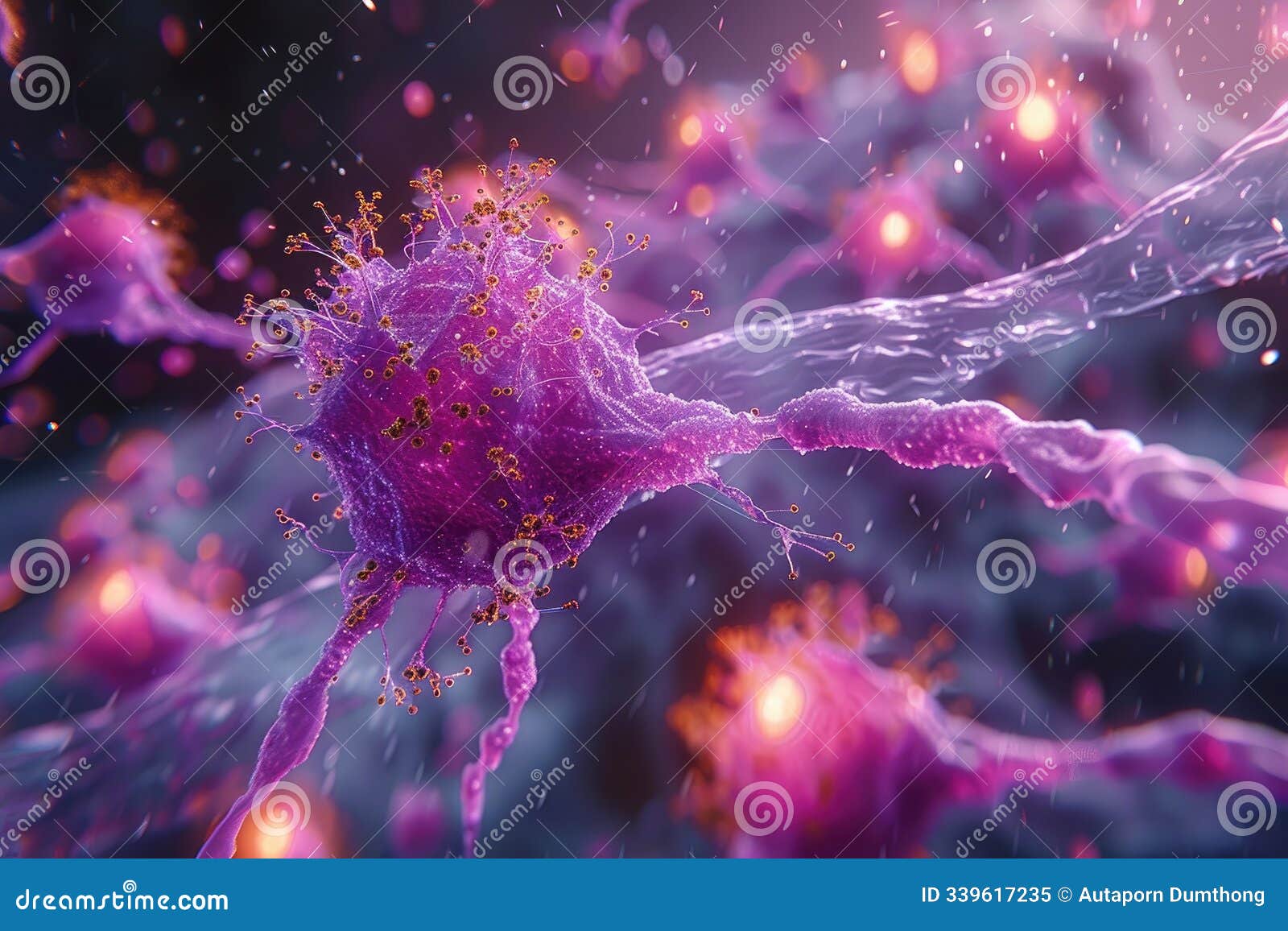 A Microscopic View of a Neuron Stock Illustration - Illustration of ...