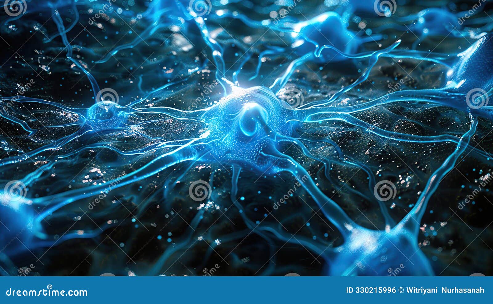 Microscopic View of a Neuron Stock Illustration - Illustration of brain ...