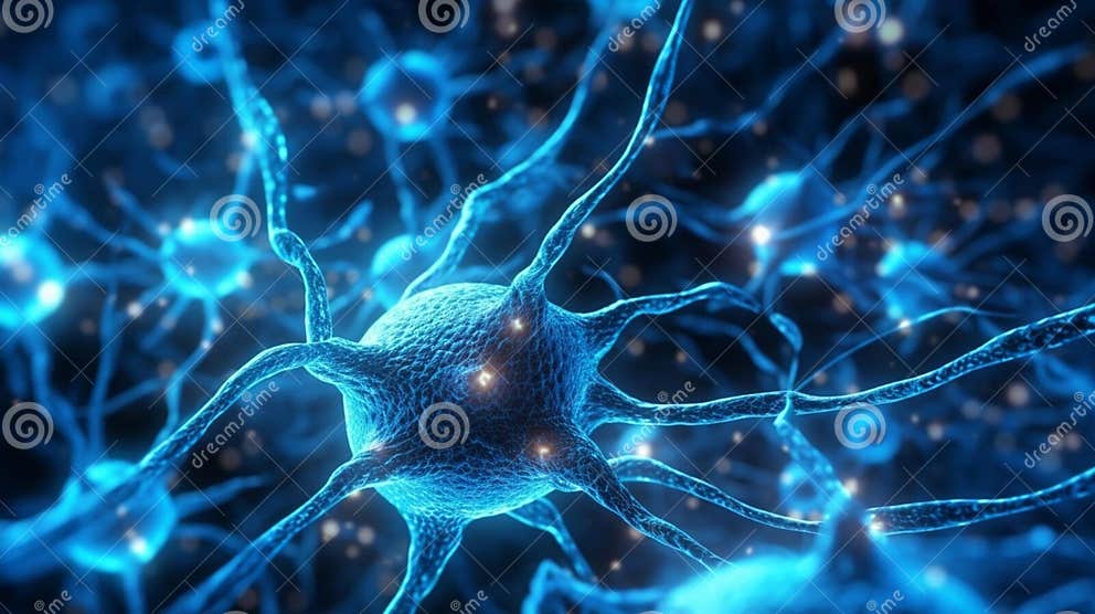 Microscopic View of Neurons in the Brain Stock Illustration ...