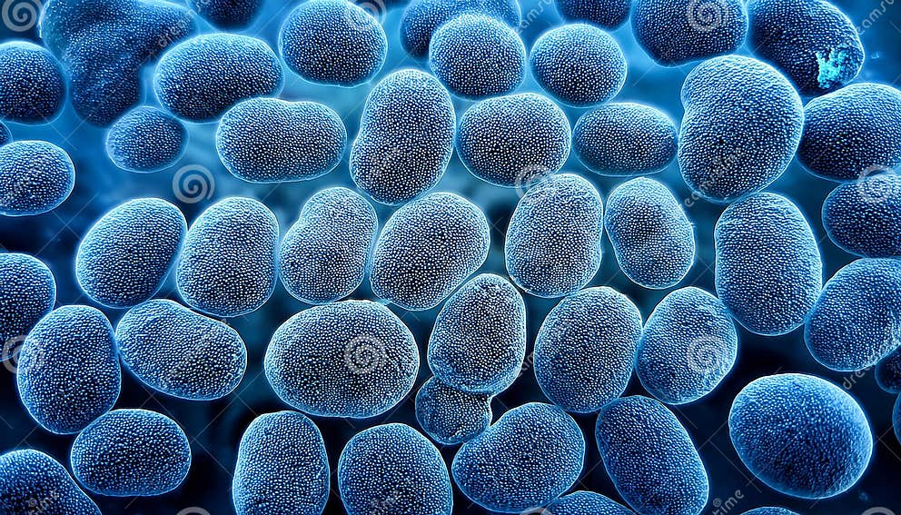 Microscopic View of Numerous Blue Cells, Possibly Bacteria or ...