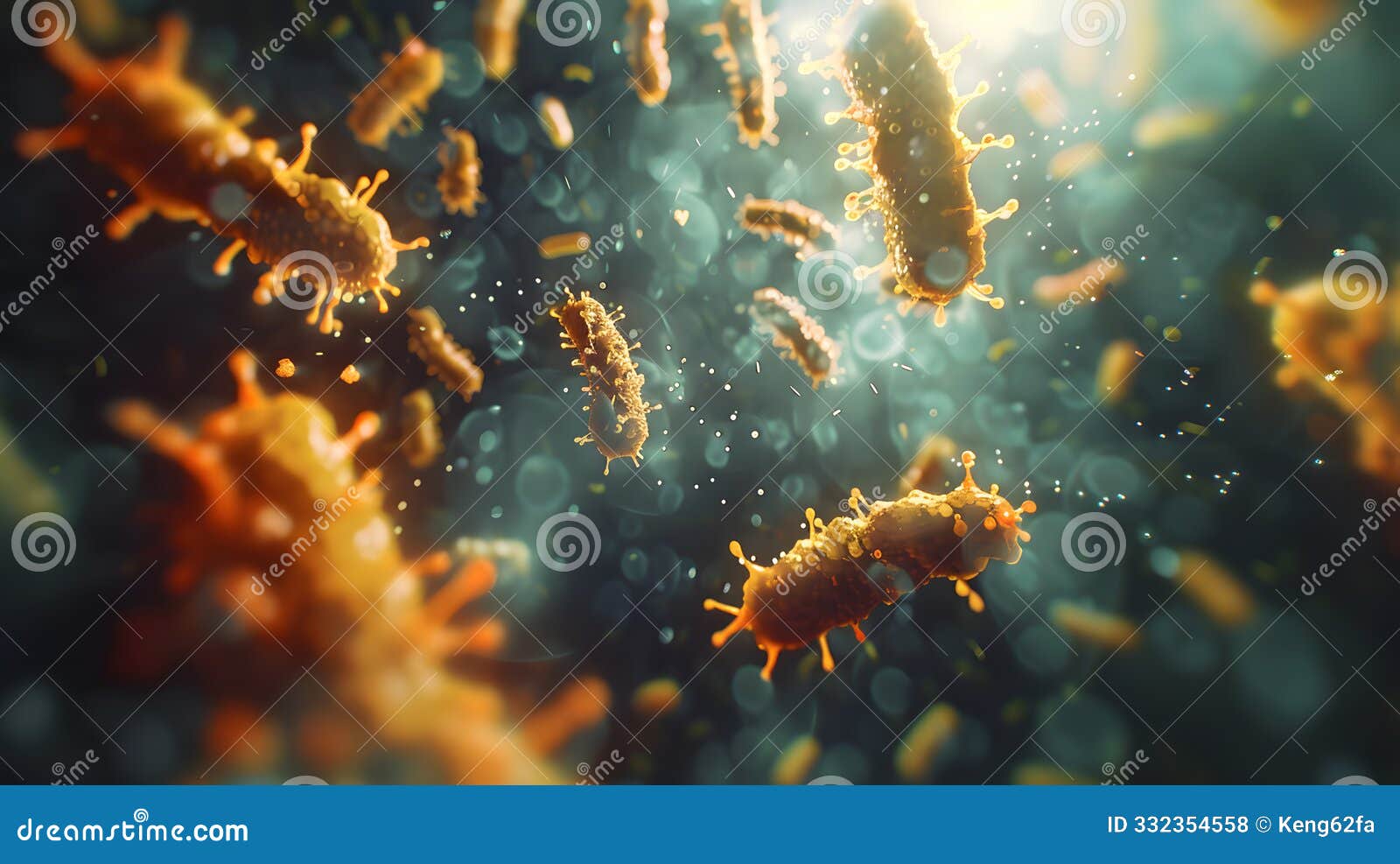 Microscopic View of Orange Bacteria in Fluid Stock Photo - Image of ...