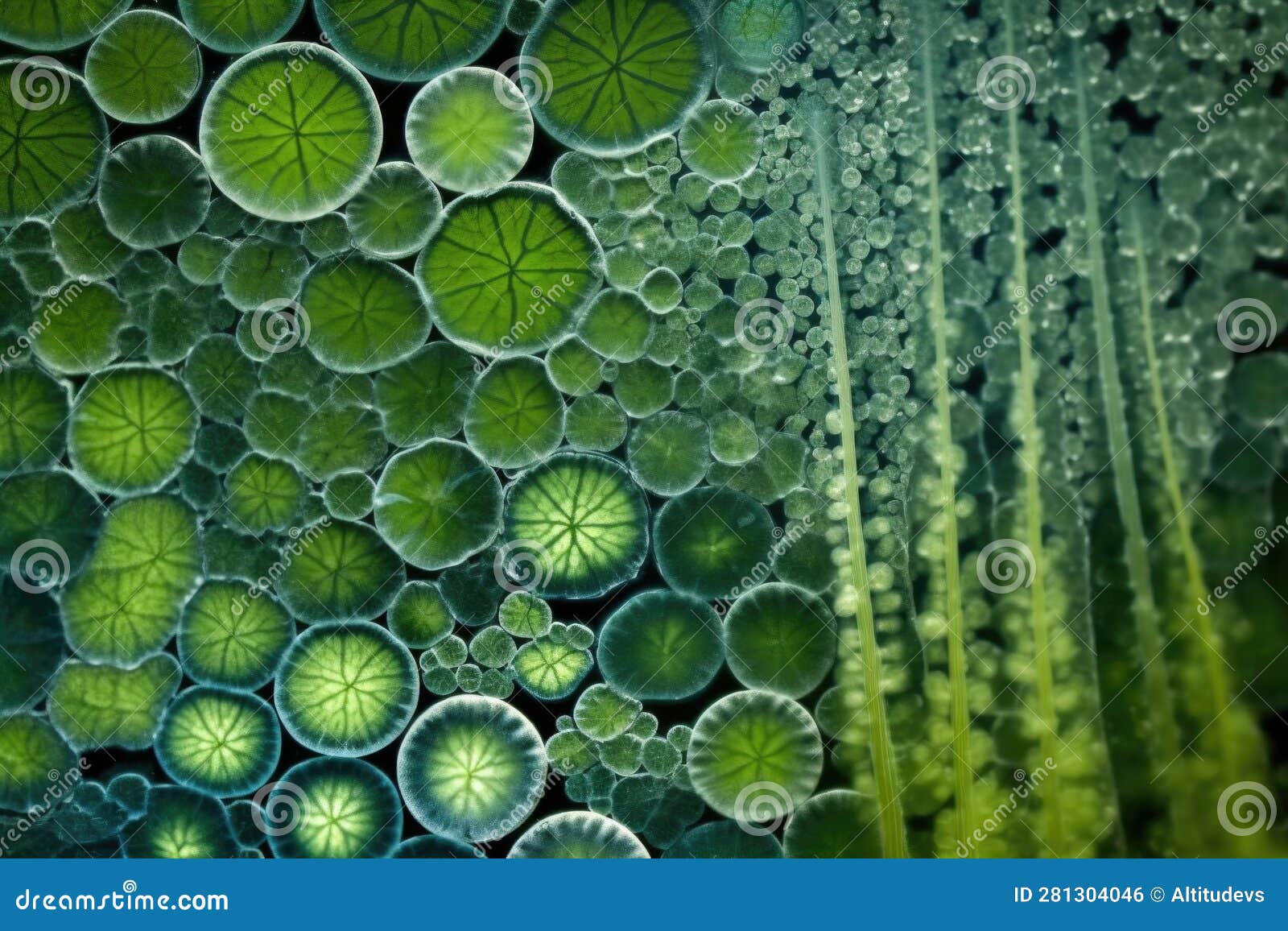 Microscopic View of Plant Cells with Chloroplasts Stock Illustration ...