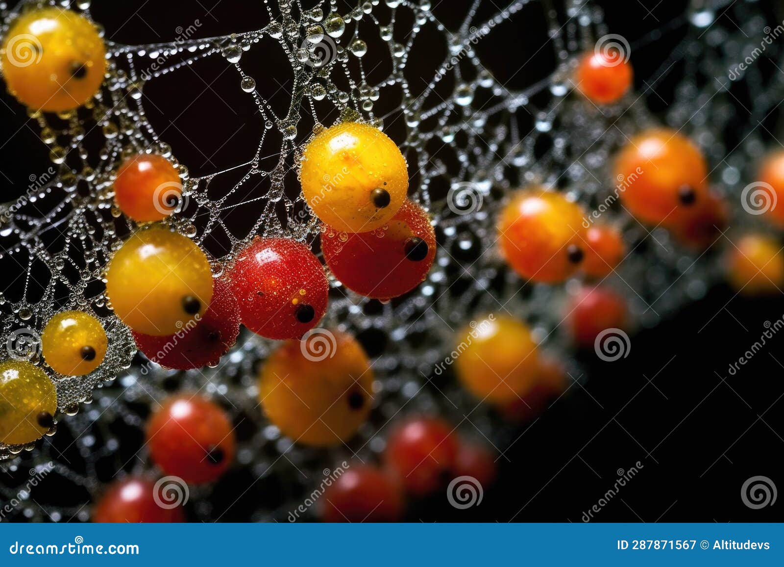Microscopic View of Pollen Grains Entangled in Spider Web Stock ...