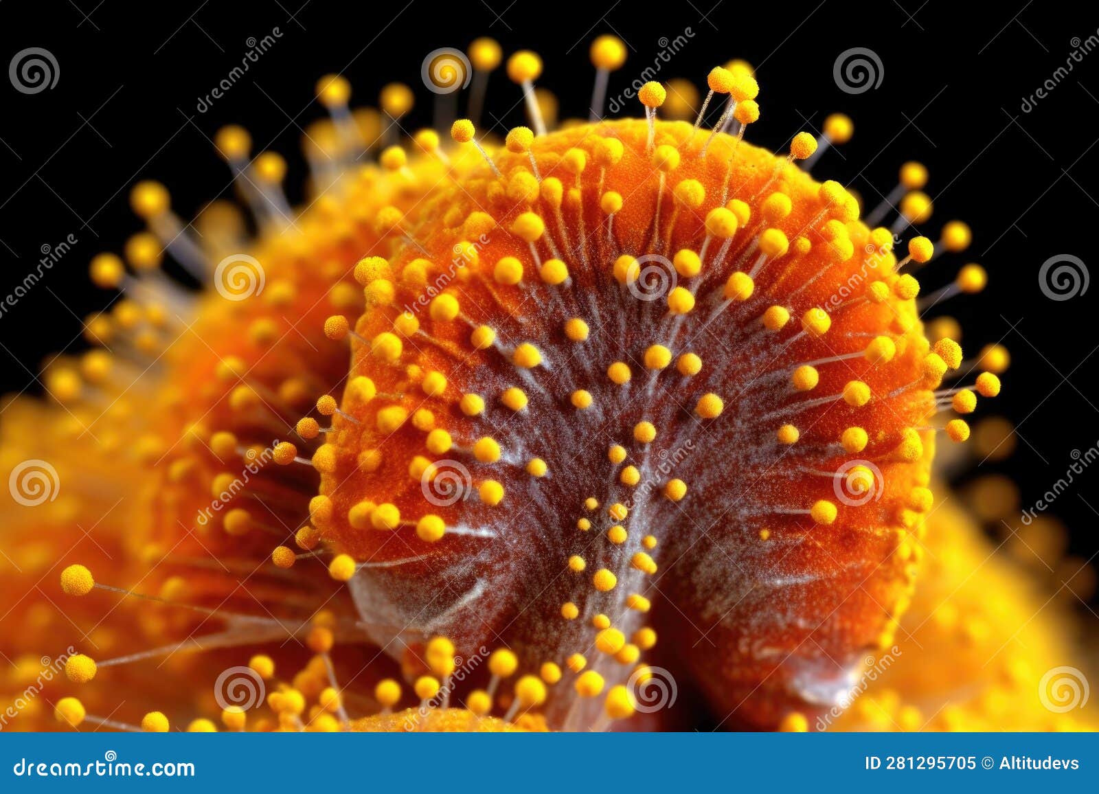 Microscopic View of Pollen Grains on Flower Stamen Stock Illustration ...