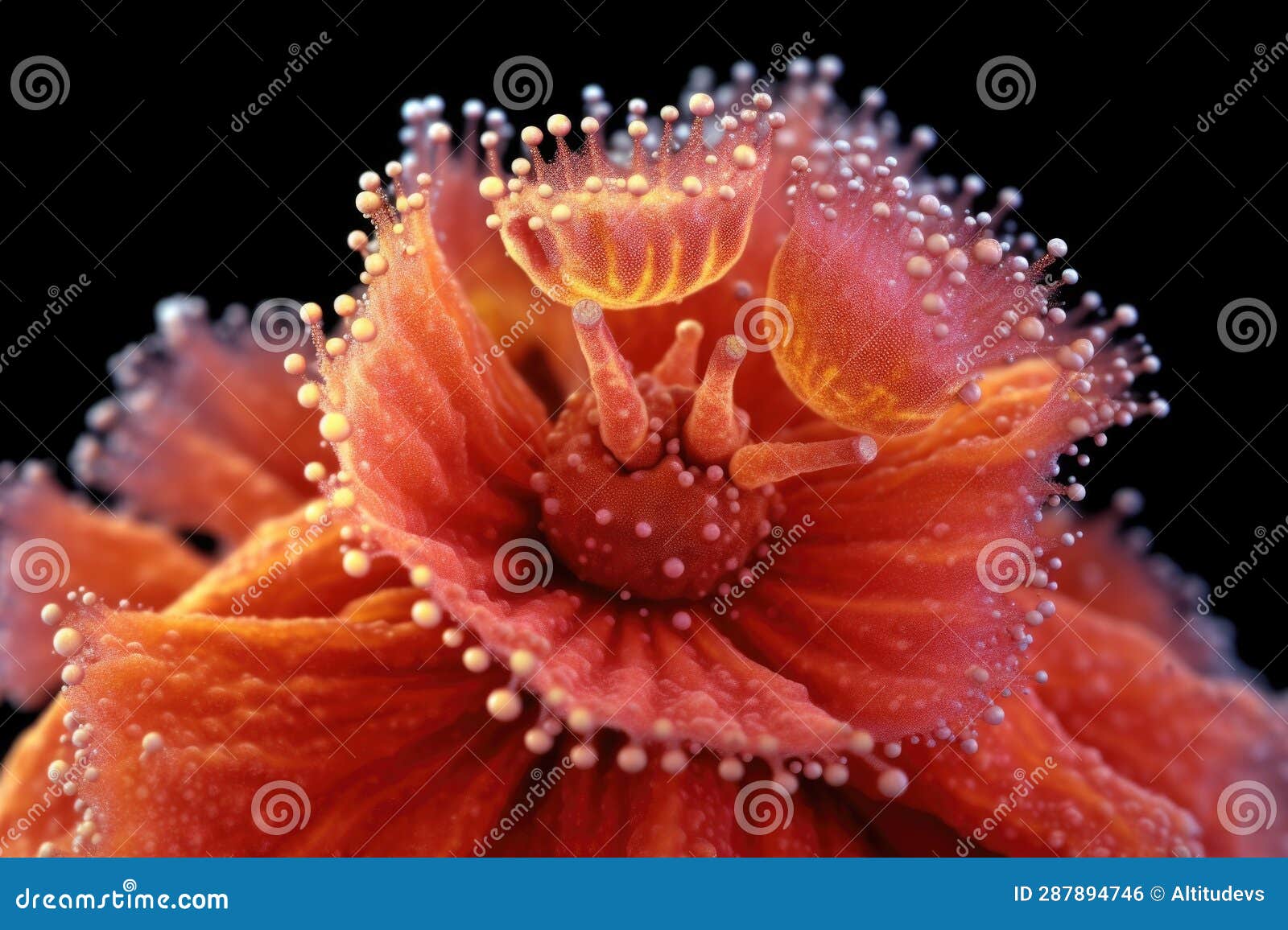Microscopic View of Pollen Grains on Flower Stigma Stock Illustration ...