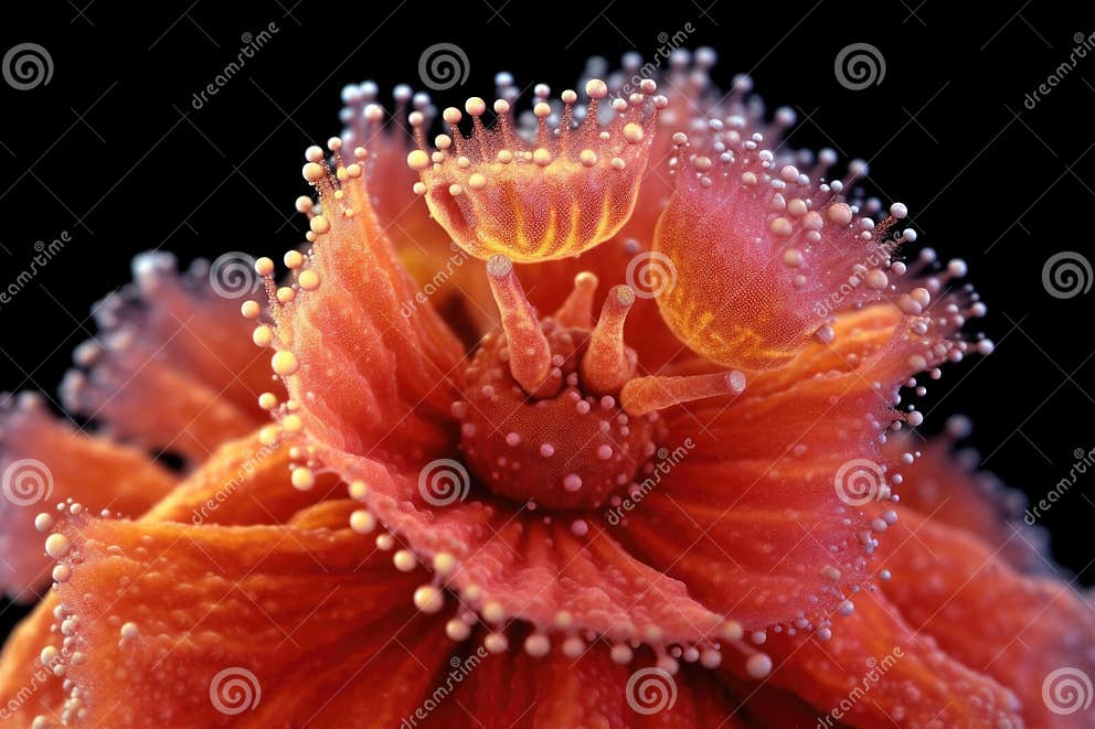 Microscopic View of Pollen Grains on Flower Stigma Stock Photo - Image ...