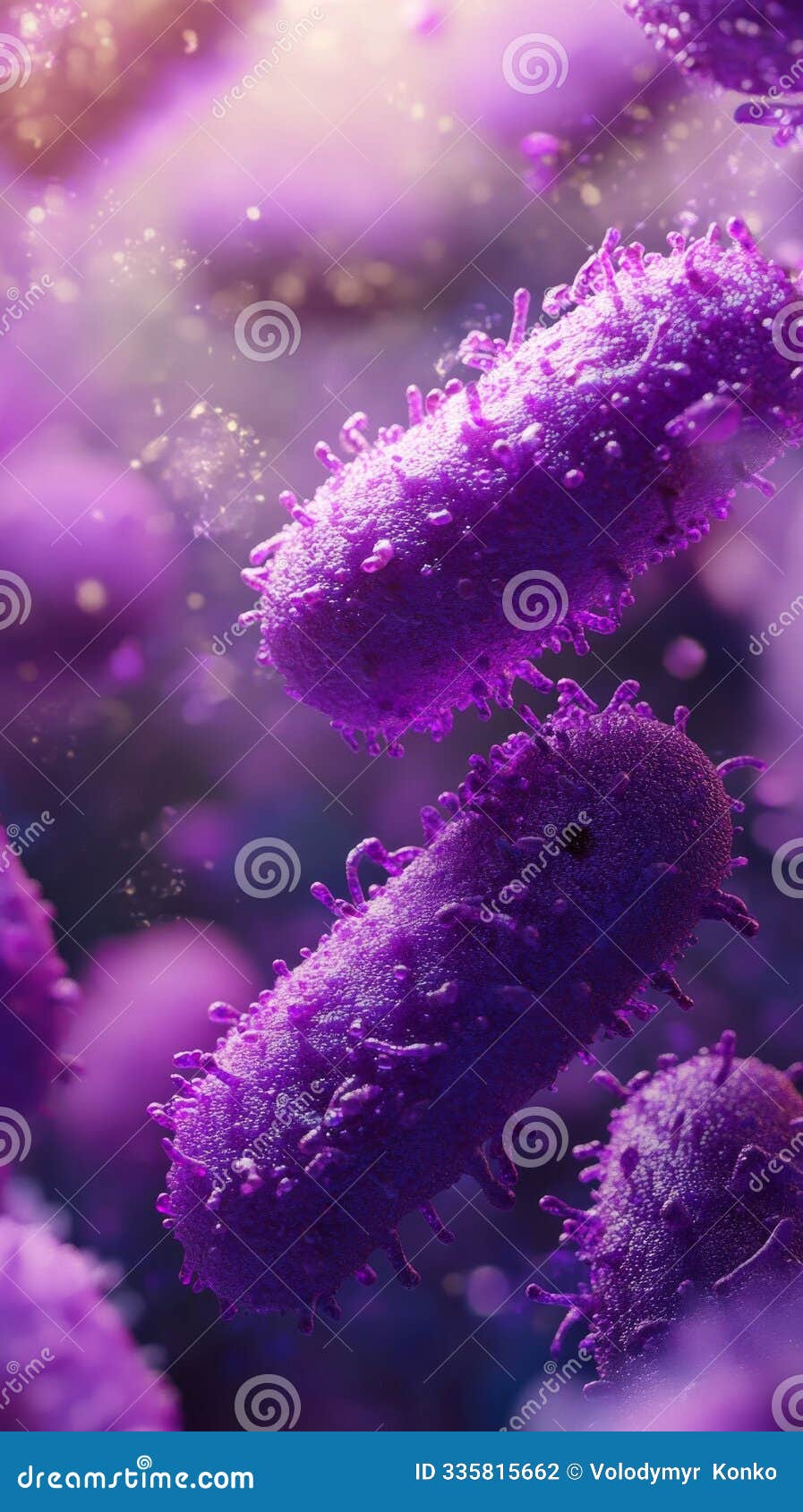 Purple Bacteria Or Amoeba Floating On A Red Background Cartoon Vector ...