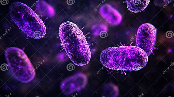 Microscopic View of Purple Bacteria with Glowing Details Stock Image ...