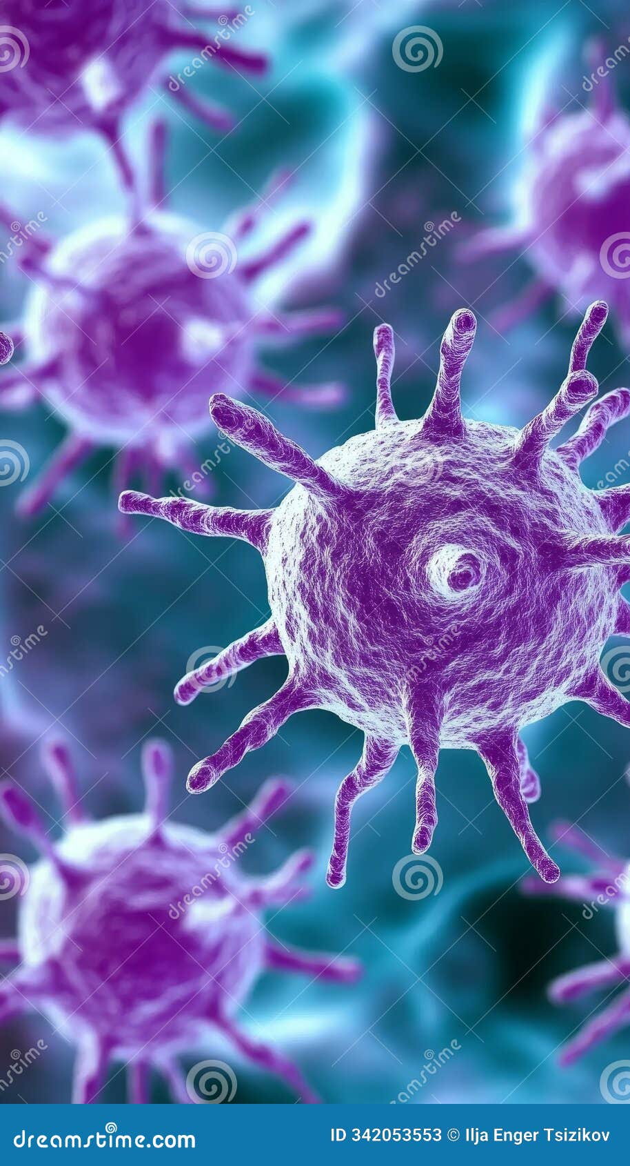 Microscopic View of Purple Bacteria, Viruses, or Pathogens, Isolated on ...