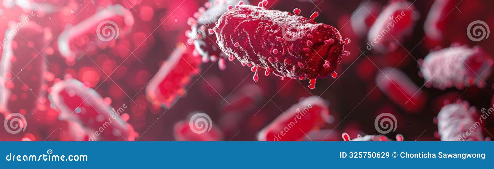 Microscopic View of Red Bacteria in a Cluster Stock Illustration ...