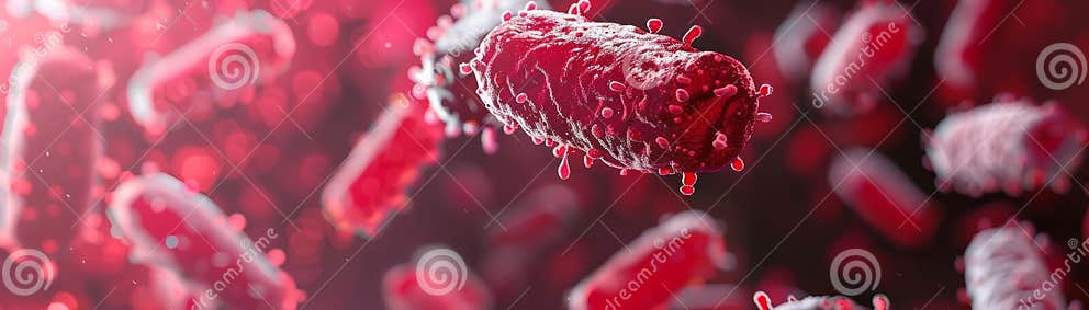 Microscopic View of Red Bacteria in a Cluster Stock Illustration ...