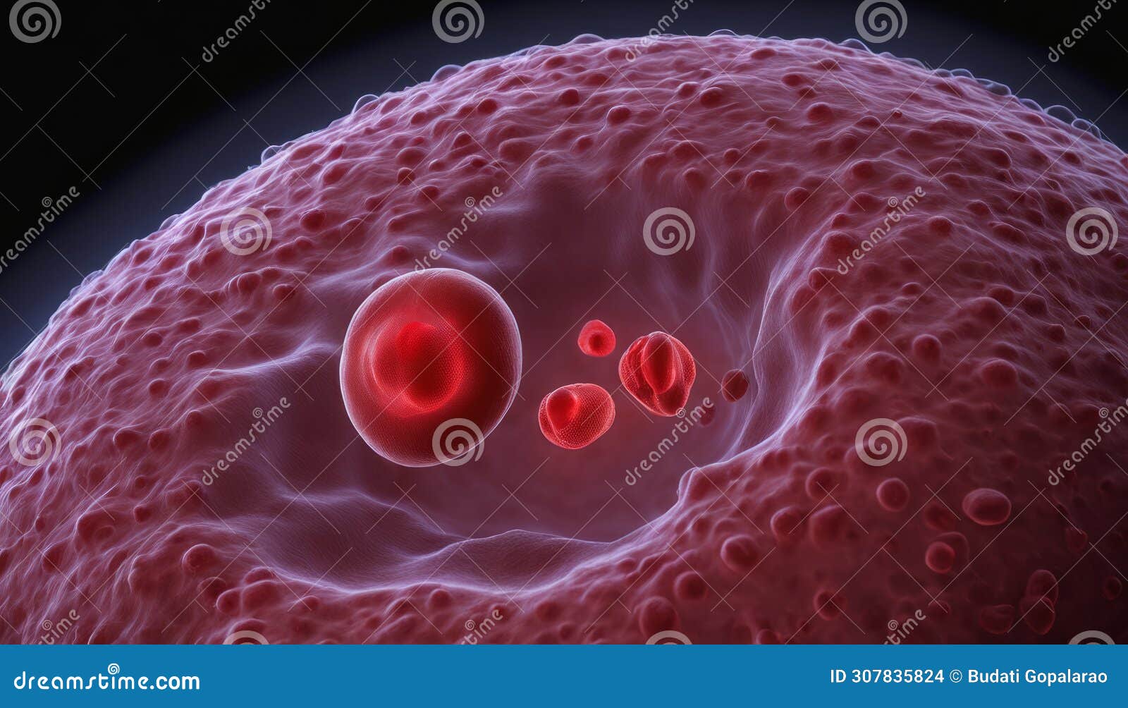 Microscopic View of a Red Blood Cell Amidst a Network of Capillaries ...