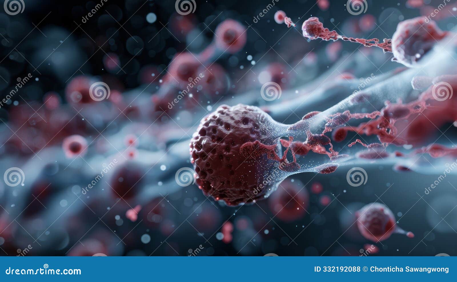 Microscopic View of Red Blood Cells and Biological Structures in a ...