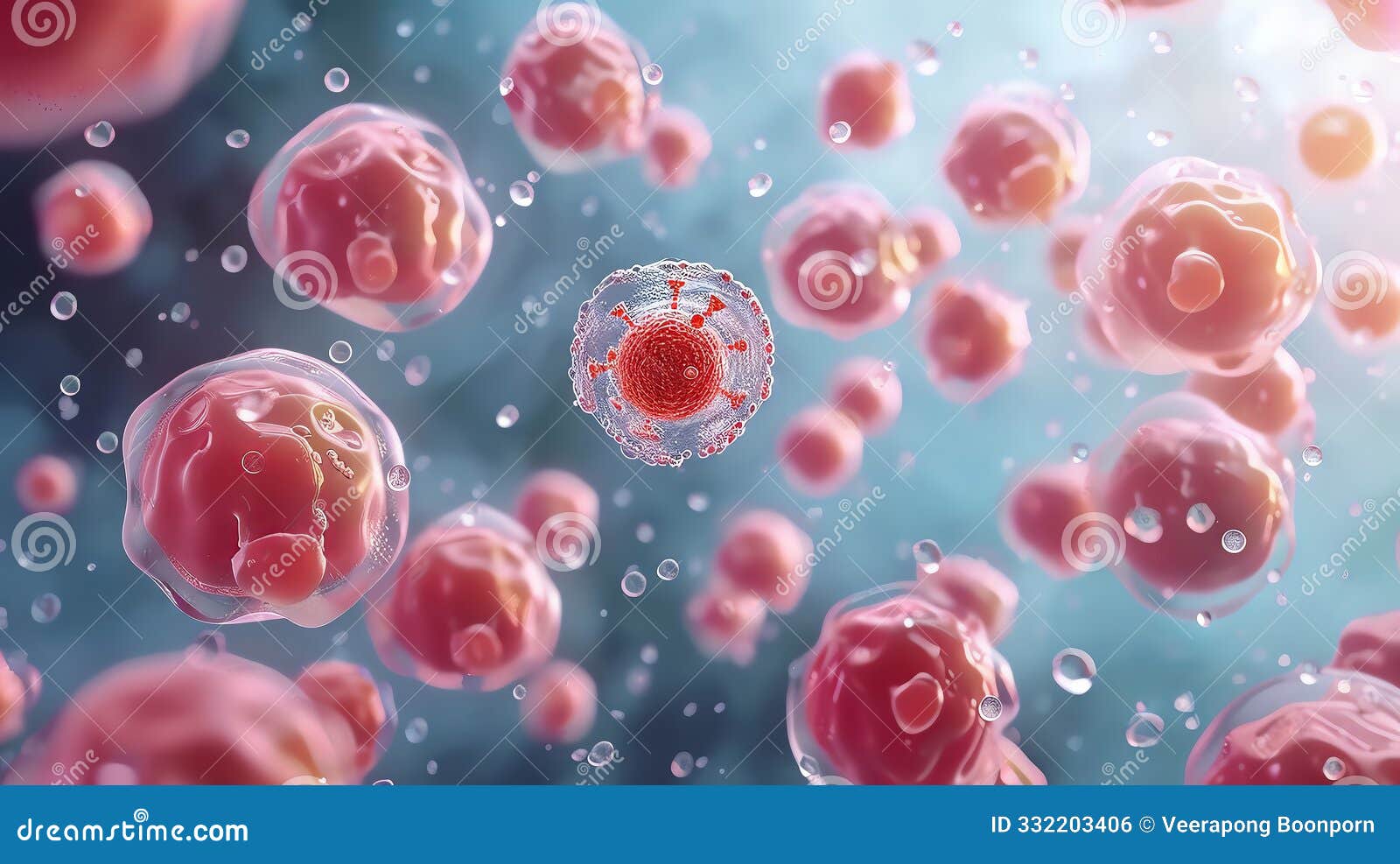 A Microscopic View of Red Blood Cells Floating in a Liquid Medium Stock ...