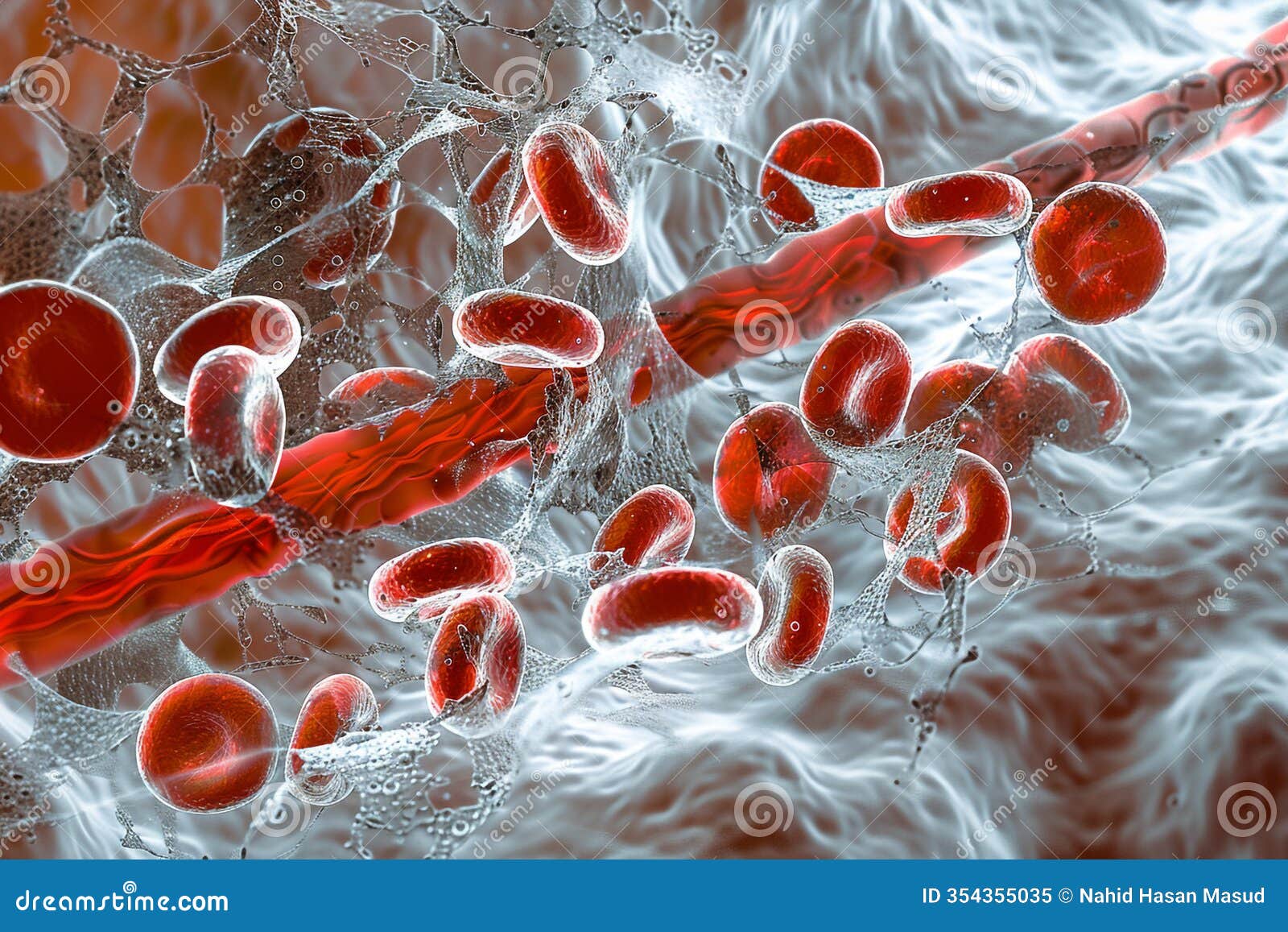 Microscopic View of Red Blood Cells Flowing through a Blood Vessel ...