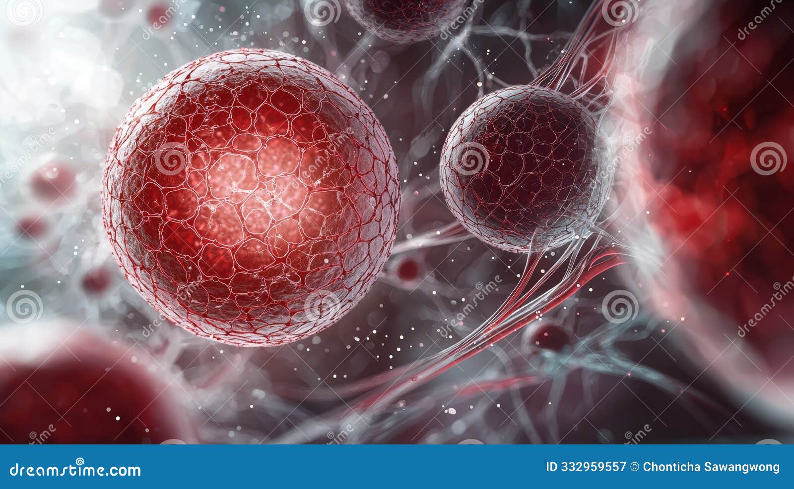 Microscopic View of Red Blood Cells Interconnected in a Network Stock ...