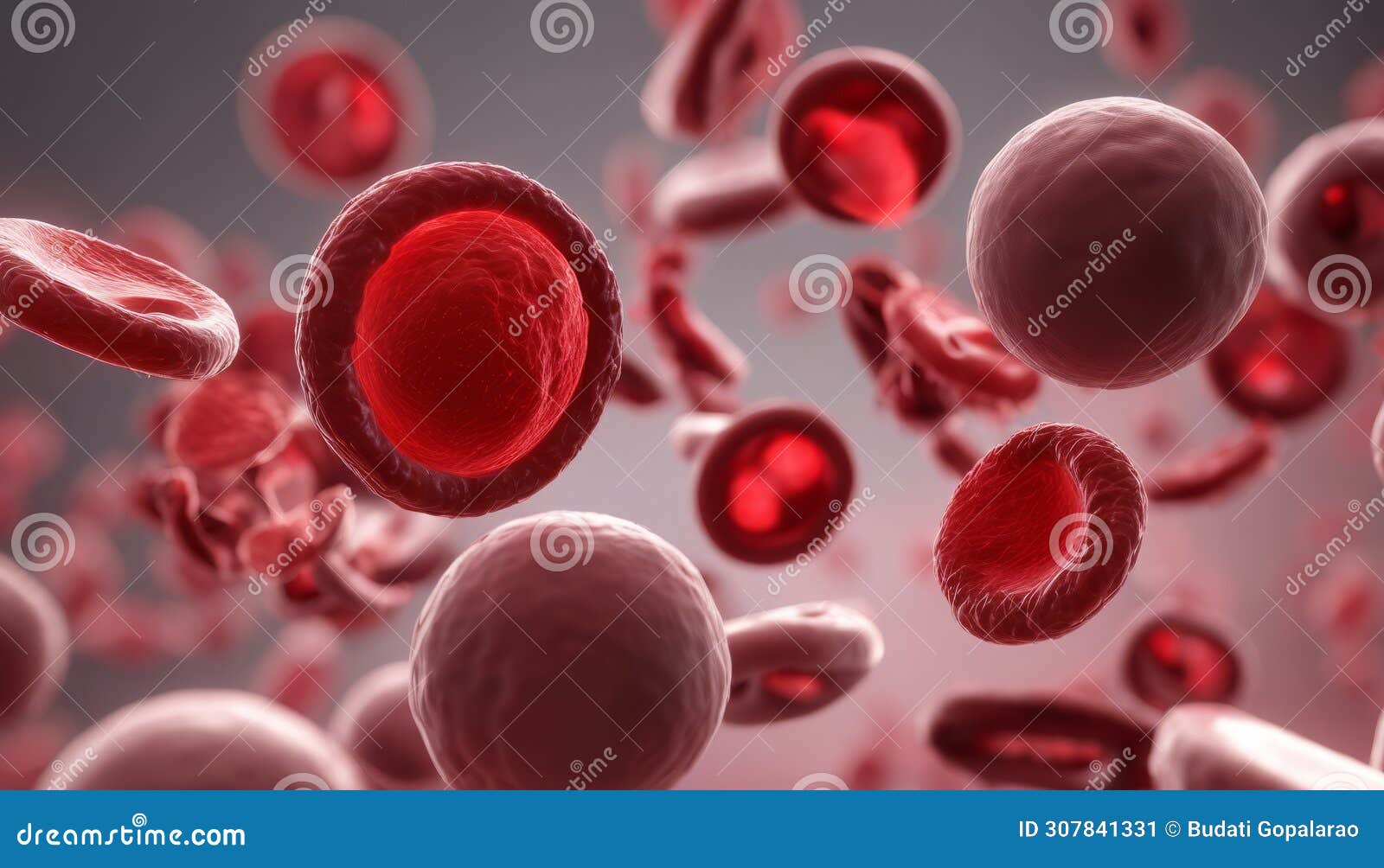 Microscopic View of Red Blood Cells in Motion Stock Illustration ...