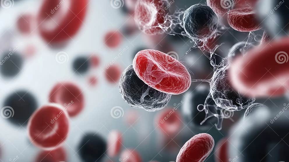 Microscopic View of Red Blood Cells and Platelets in a Blood Stream ...