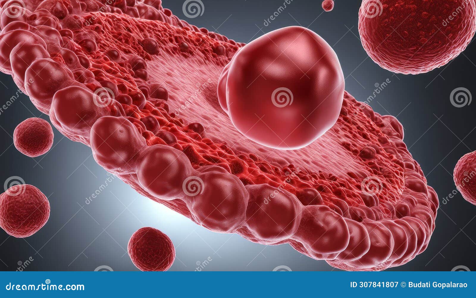 Microscopic View of a Red Cell Membrane with Floating Particles Stock ...