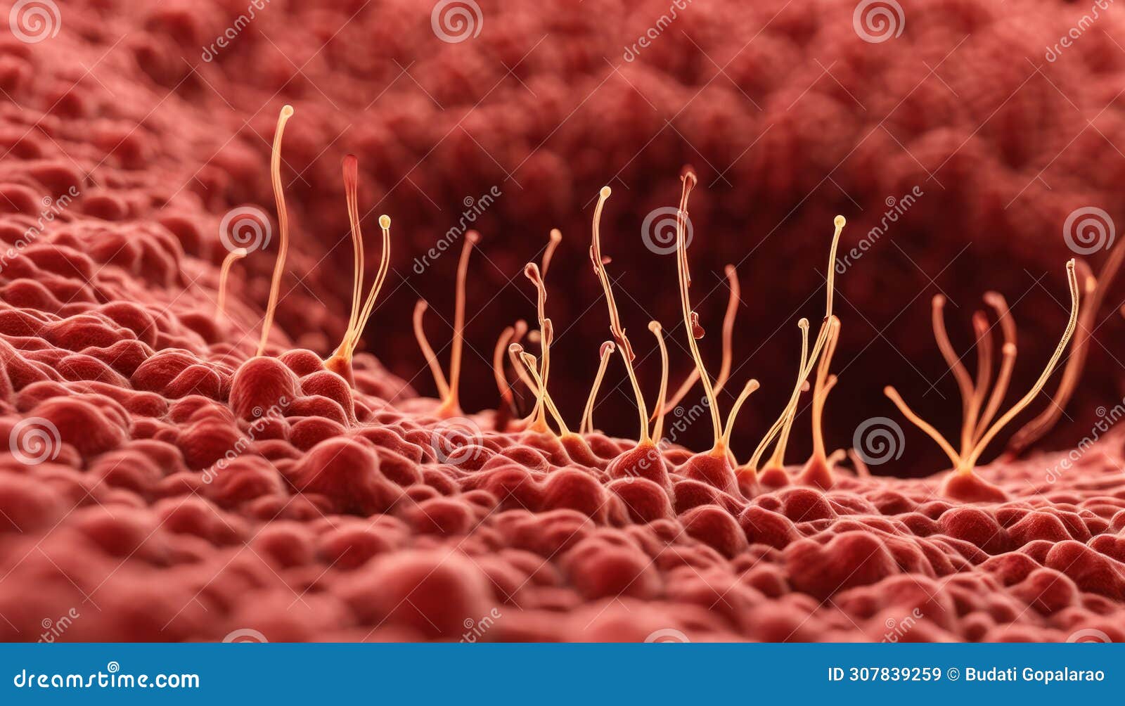 Microscopic View of a Red Coral-like Structure Stock Illustration ...