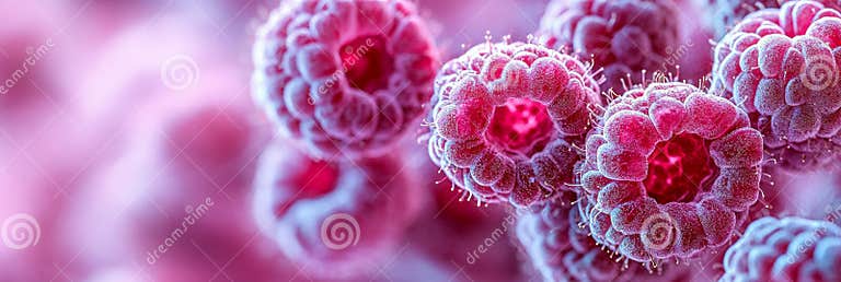Microscopic View of Red Raspberry Cells, Organic Texture Background. 3D ...