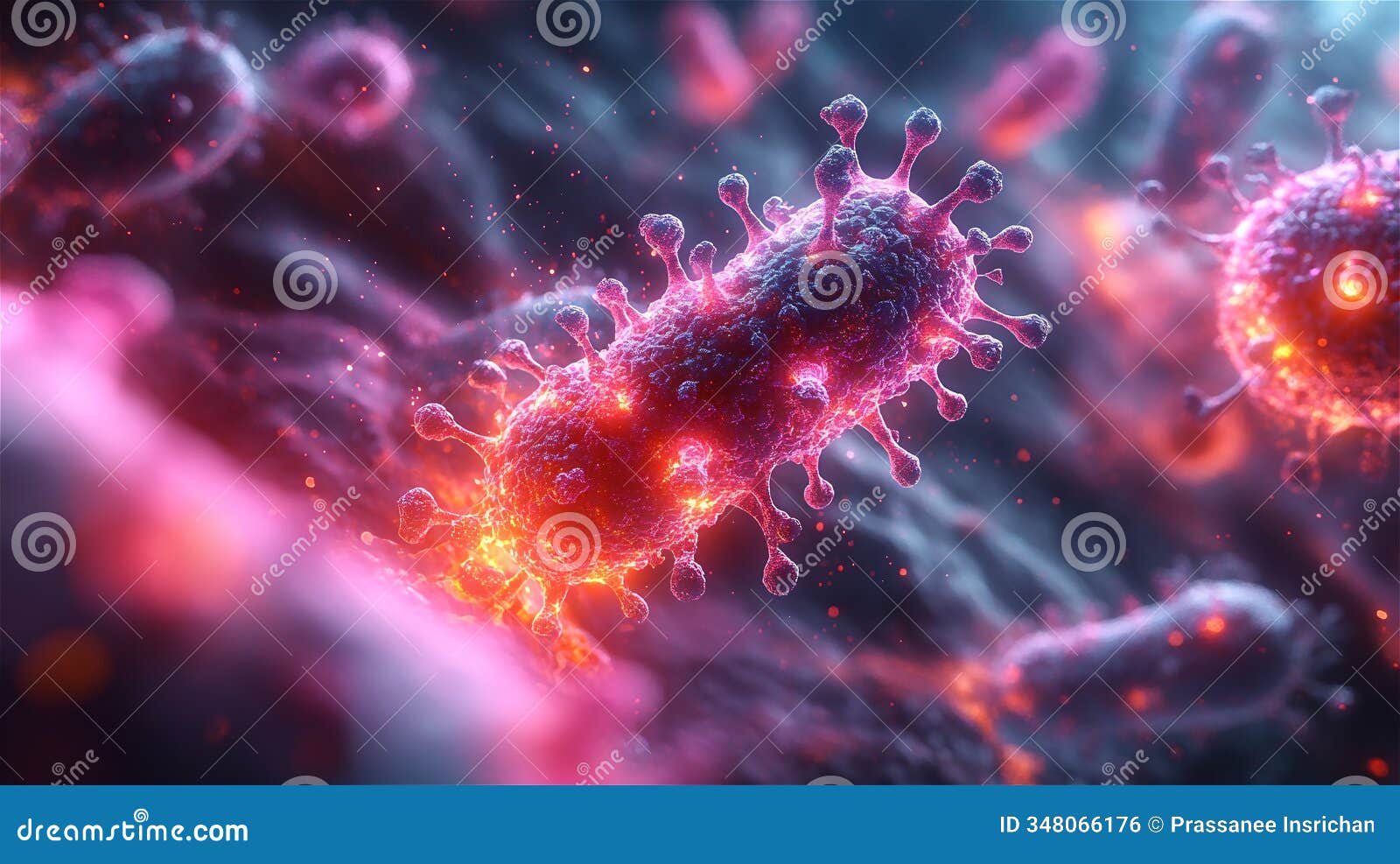 Microscopic View of Red Small Organelle, Bacteria, and Microorganisms ...