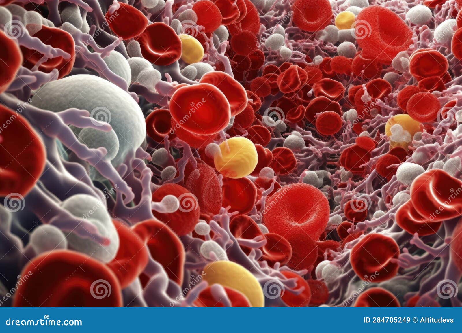 Microscopic View of Red and White Blood Cells Stock Illustration ...
