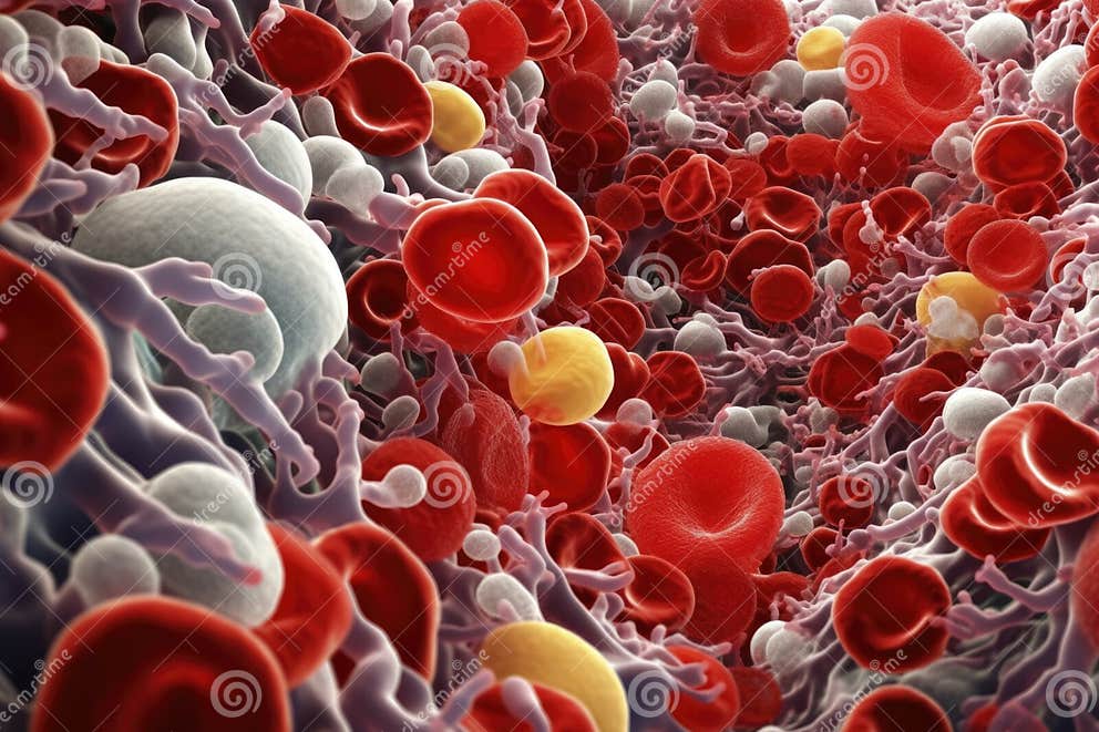 Microscopic View of Red and White Blood Cells Stock Image - Image of ...