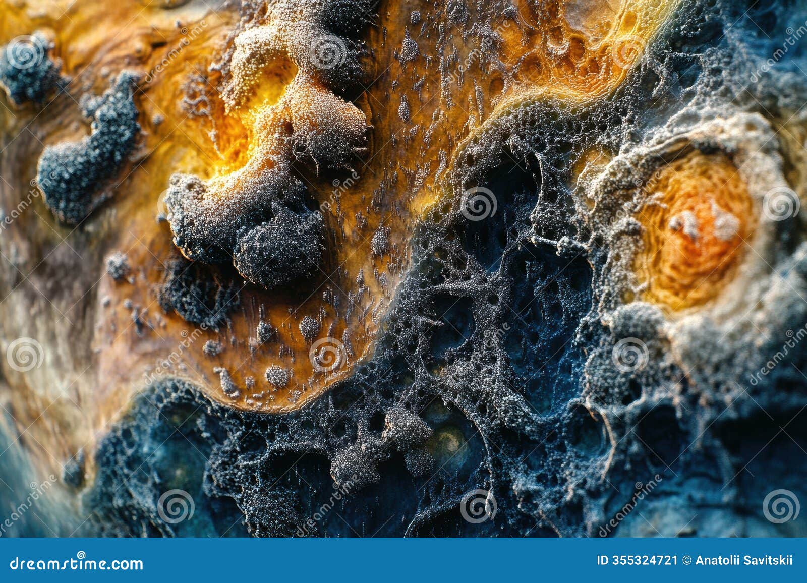 Dense Microbial Layer Showcasing Intricate Textures and Colors Under ...