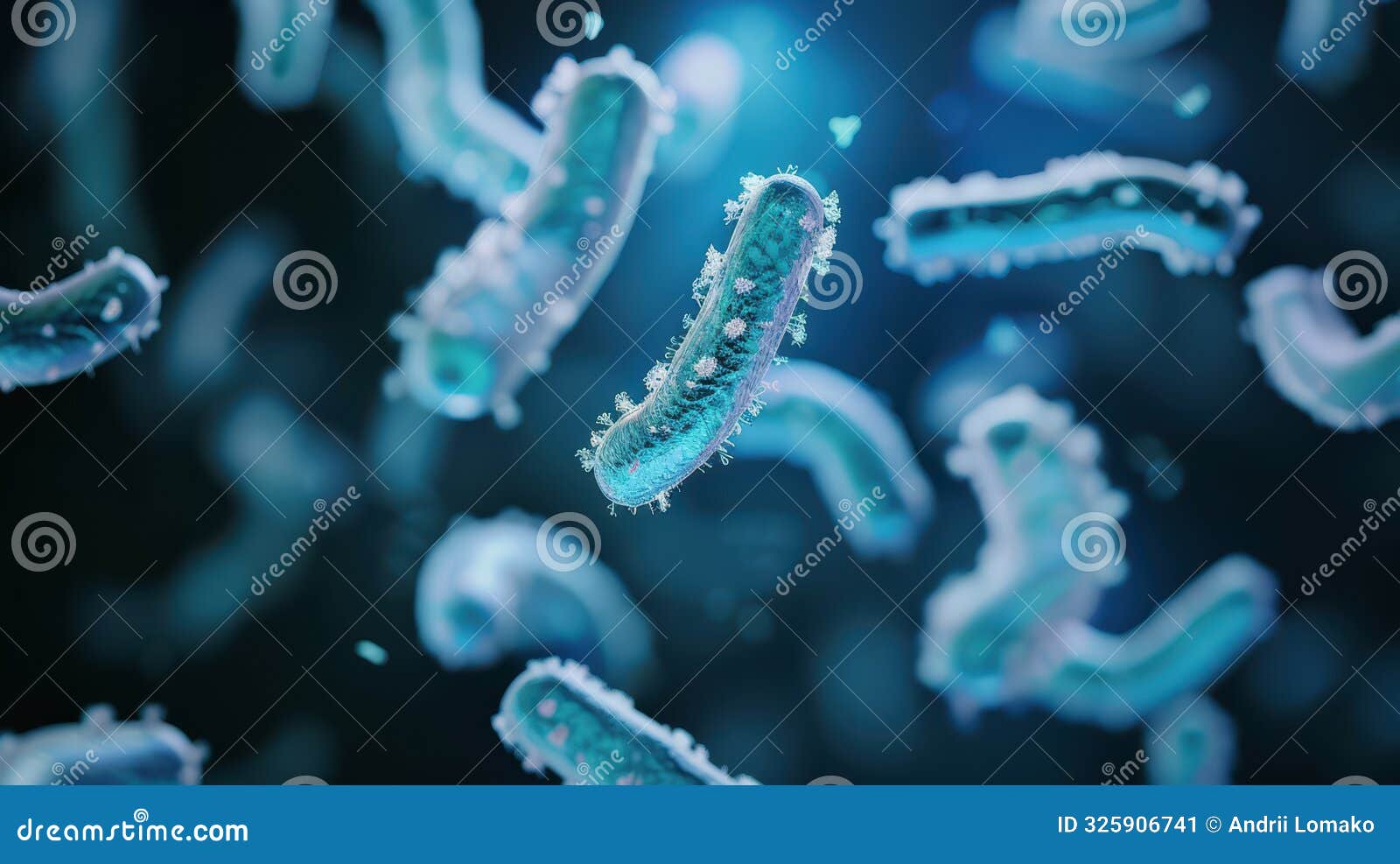 Microscopic View of Rod-Shaped Bacteria in Blue Light Stock ...