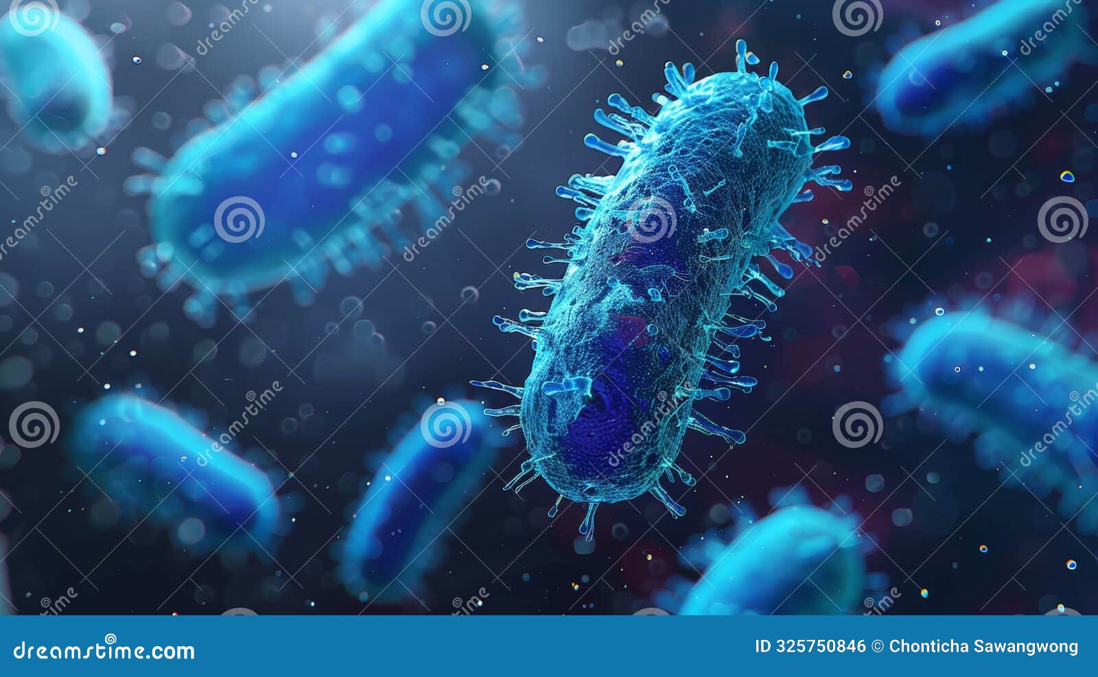 A Microscopic View Of Rod-shaped Bacteria, Illuminated By A Bright ...