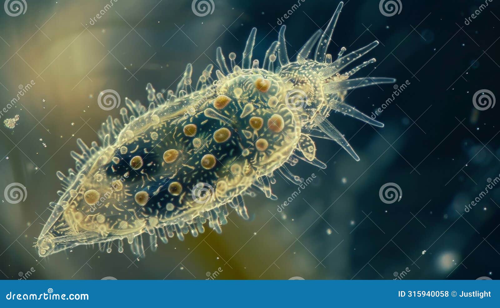 A Microscopic View of a Rotifer Its Body Covered in Cilia that Move in ...