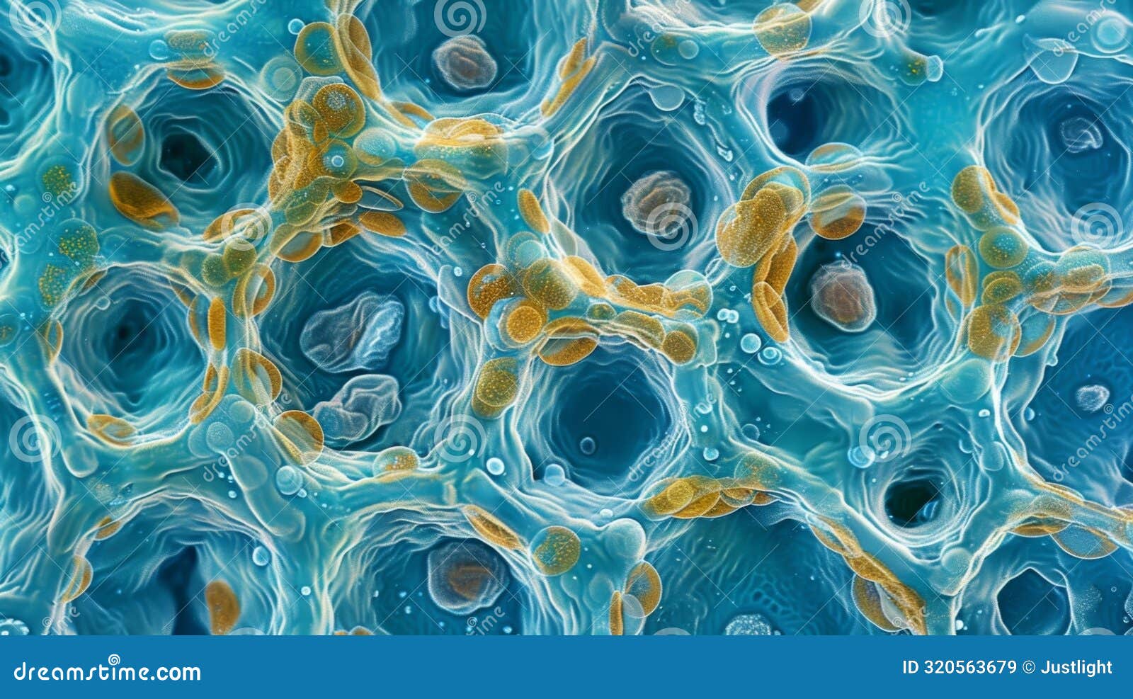 Microscopic View of Senescent Cells in a Tissue Sample Exhibiting a ...
