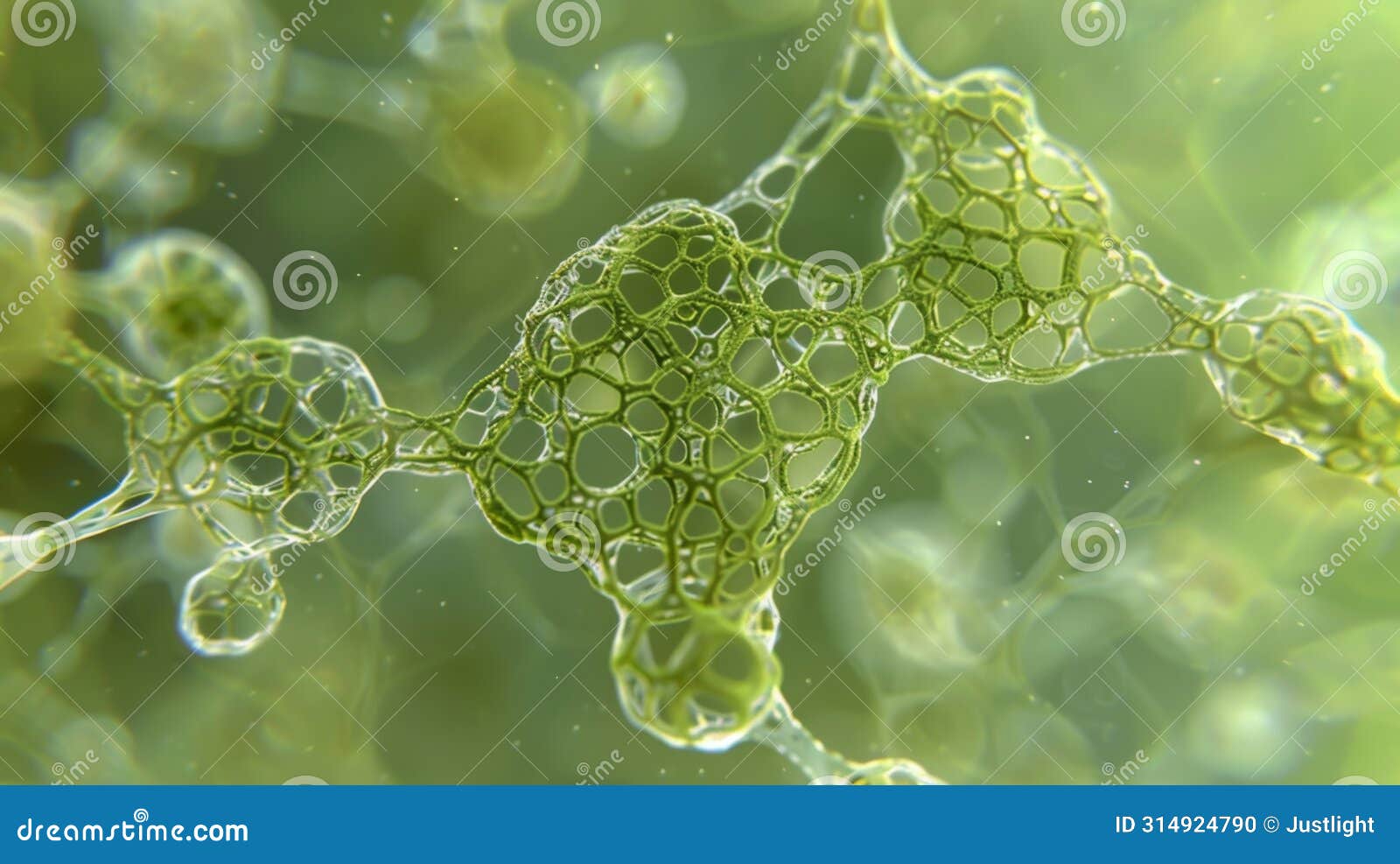 A Microscopic View of a Single Algae Cell Featuring a Complex Web of ...