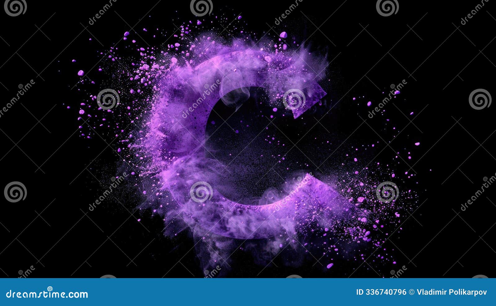 A Microscopic View of a Single Letter C Composed of Purple Powder Stock ...