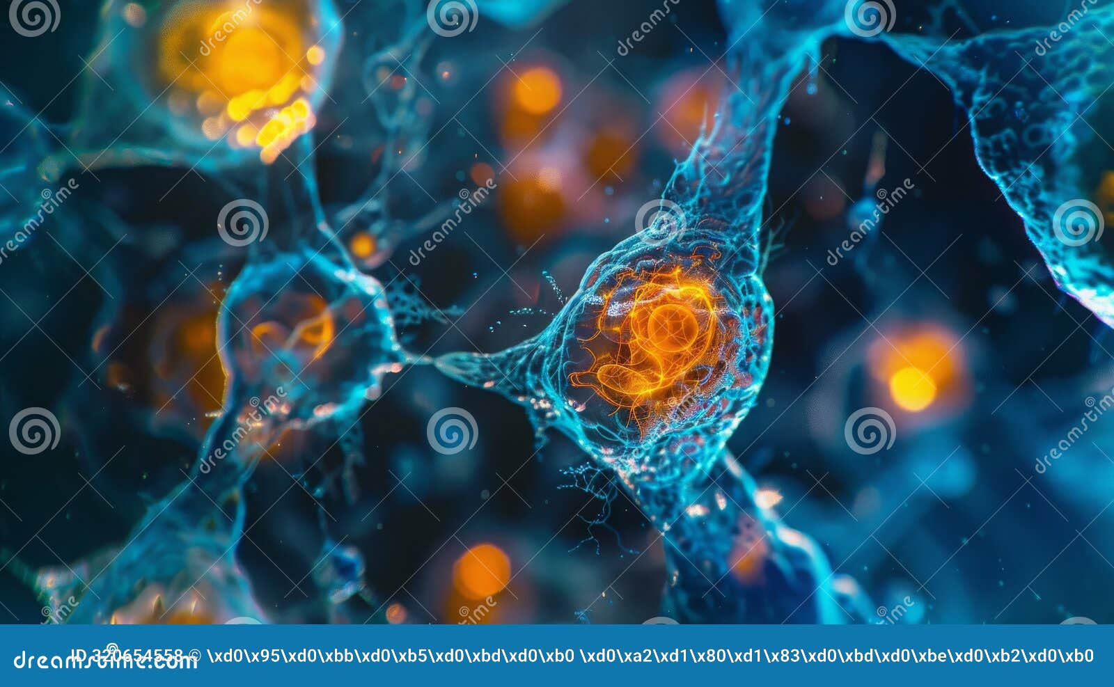 Microscopic View of Stem Cells Depicted As Vibrant, Glowing Entities ...
