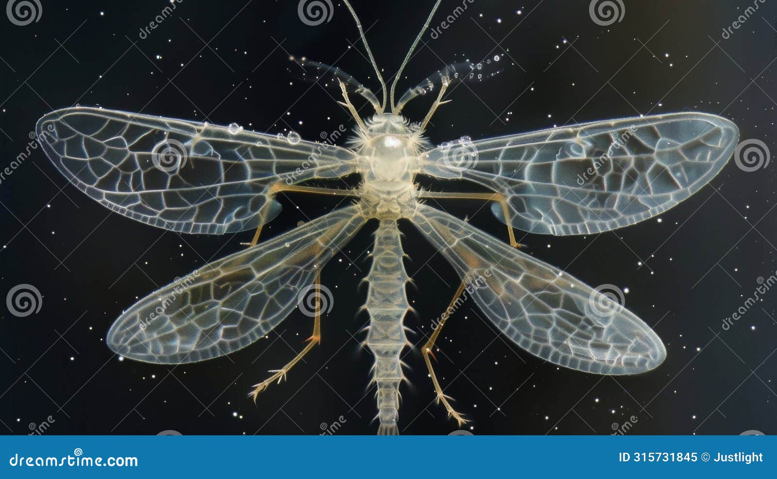 A Microscopic View of a Tiny Aquatic Insect with Its Long Segmented ...