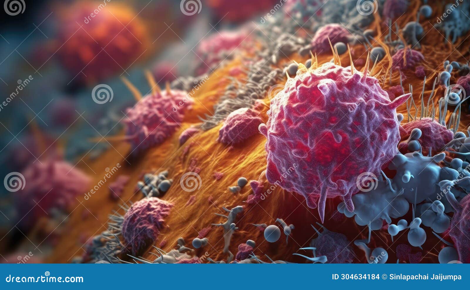 Microscopic View of Tumor Cells. Generative AI. Stock Illustration ...