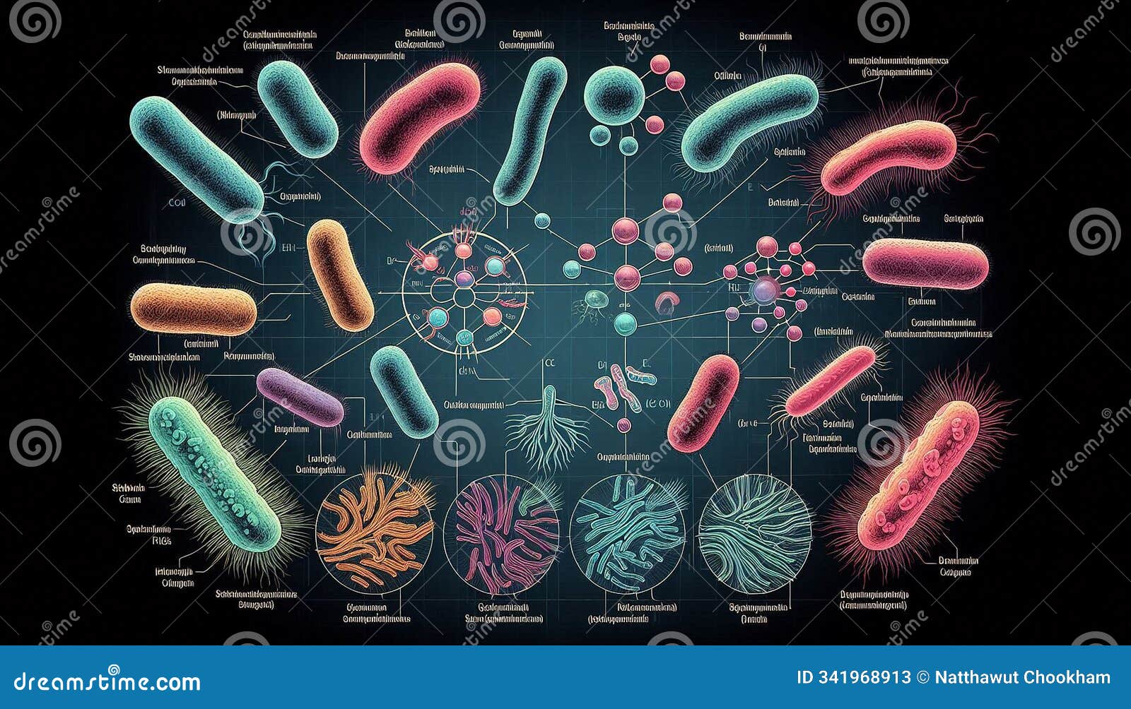 Microscopic View of Various Bacteria and Their Structures Stock ...
