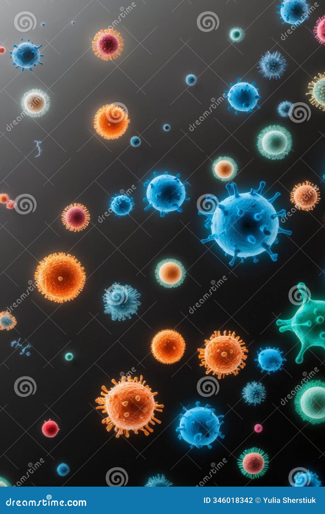 Microscopic View of Various Colorful Germs. Stock Illustration ...