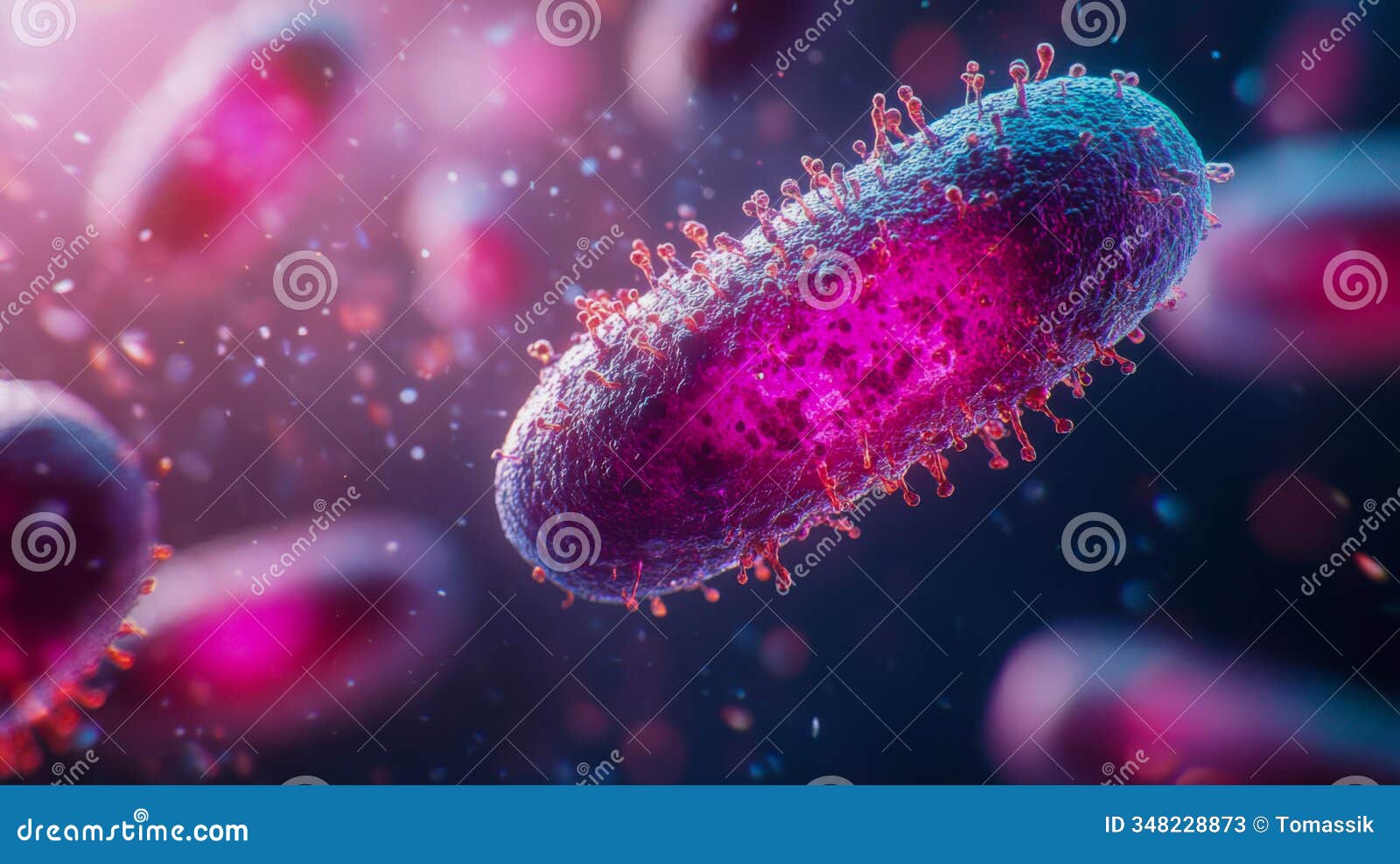 Microscopic View of Vibrant Bacteria with Surface Structures in Motion ...