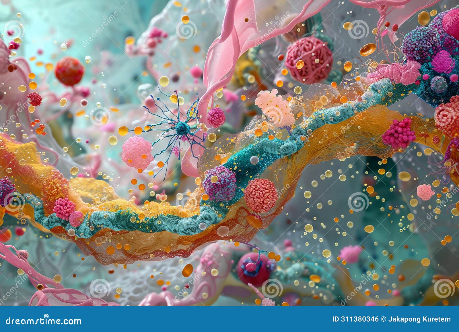 A Microscopic View of a Vibrant Cellular World with DNA Strands ...