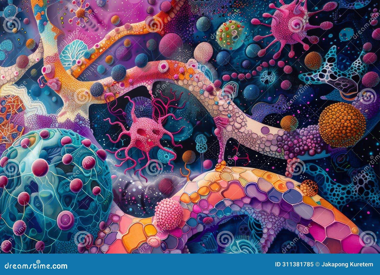 A Microscopic View of a Vibrant Cellular World with DNA Strands ...