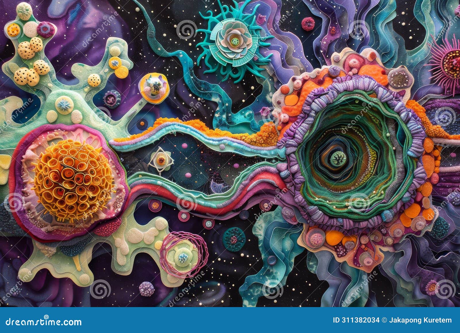 A Microscopic View of a Vibrant Cellular World with DNA Strands Intertwining. Stock Photo ...