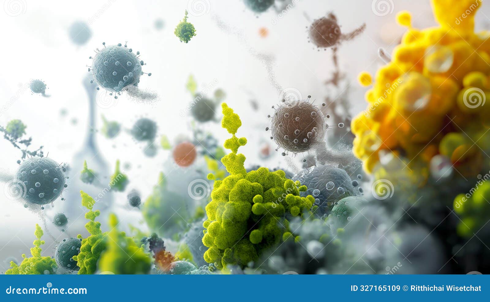 Microscopic View of Vibrant, Colorful Microorganisms Floating in a ...