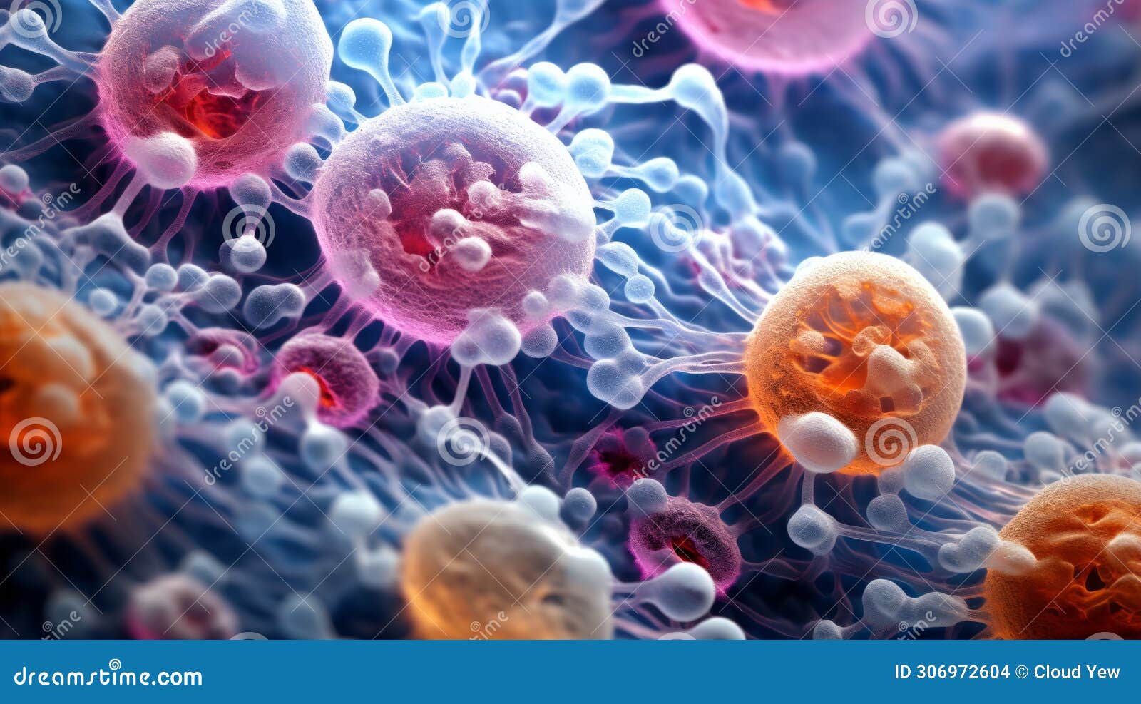 A Microscopic View of Vibrant Living Cells Under a Microscope Stock ...