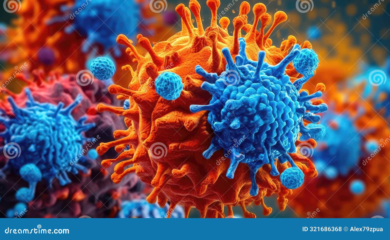 Microscopic View of a Virus Cell - Pathogen Close-Up Stock Illustration ...