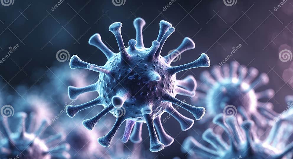 Microscopic View of Virus Cell Structure with Lighting Stock Image ...